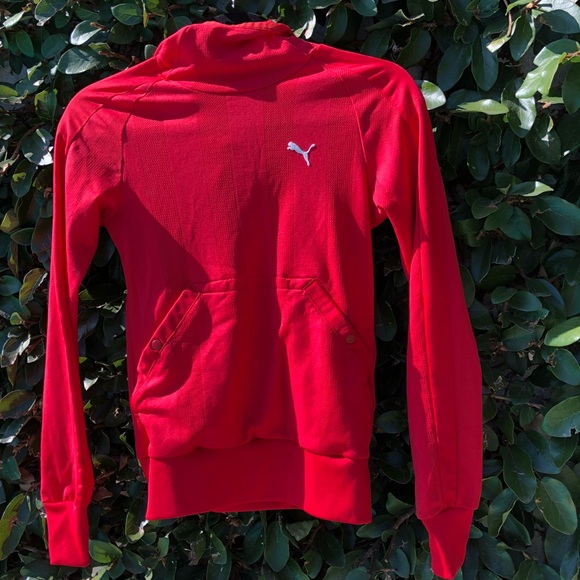 Puma | Tops | Puma Red Mesh Hoodie | Poshmark